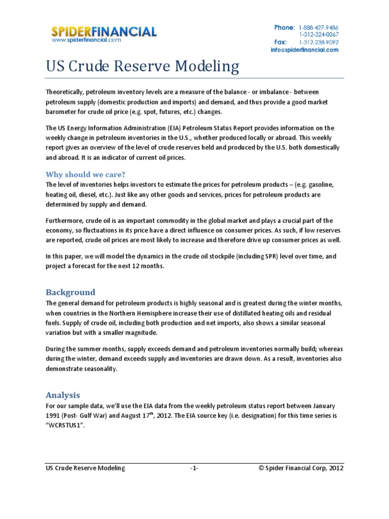 US Crude Inventory Modeling in Excel | PDF | Price Of Oil | Petroleum