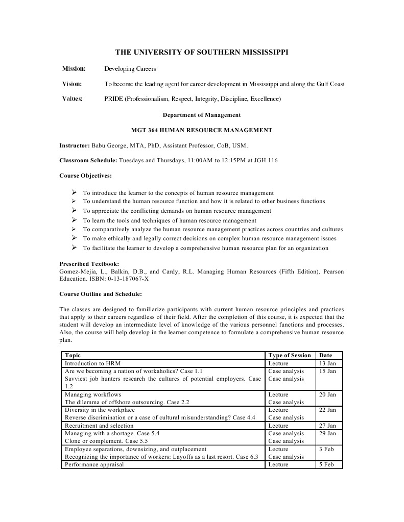 Syllabus - Human Resource Management (HRM) | PDF | Americans With ...