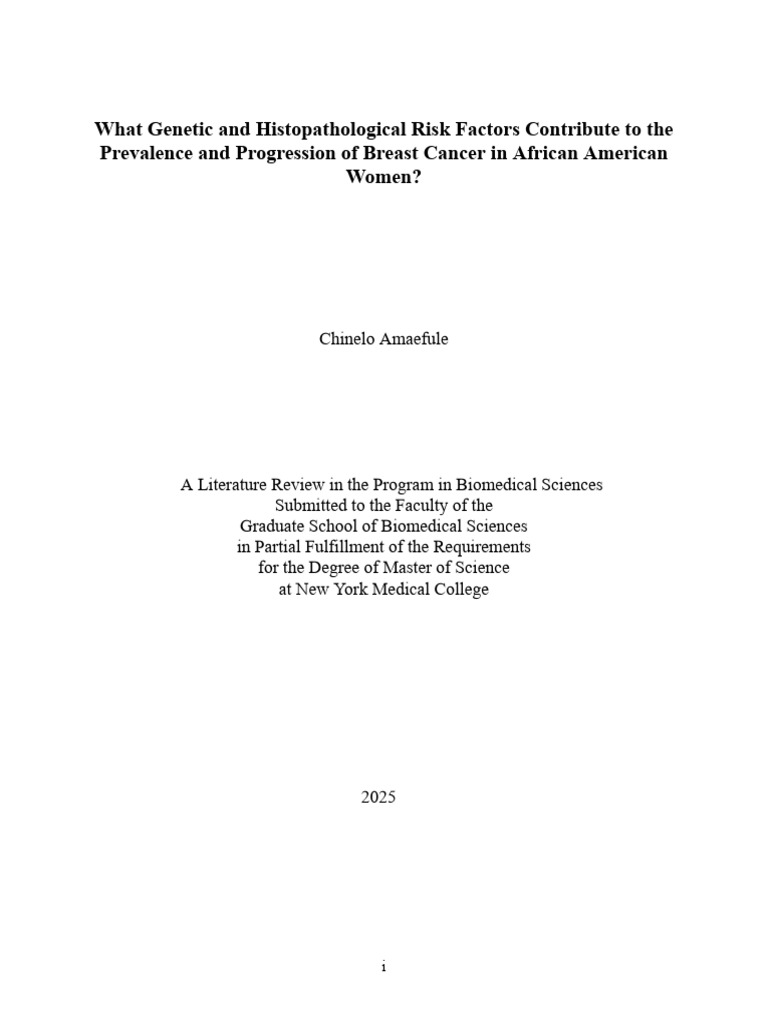LiteratureReview FINAL | PDF | Breast Cancer | Cancer