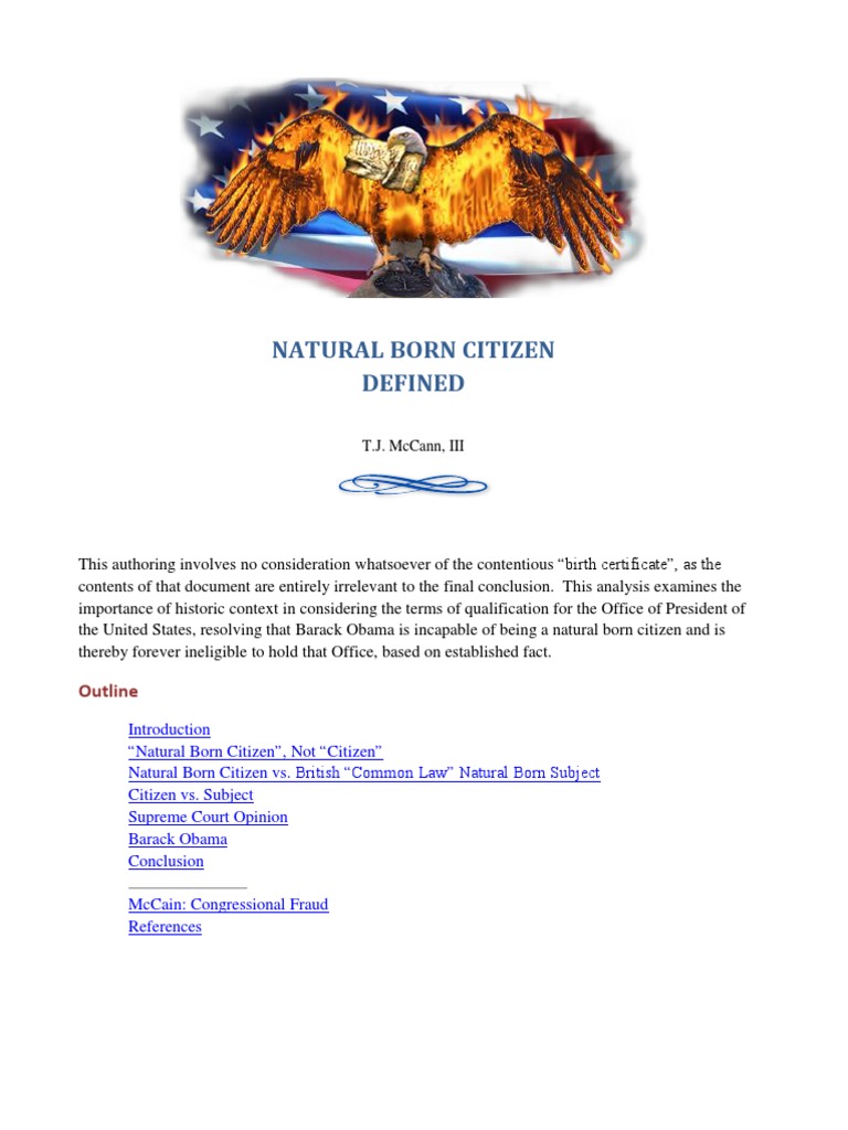 Natural Born Defined: Natural Born Citizen vs. British "Common Law ...