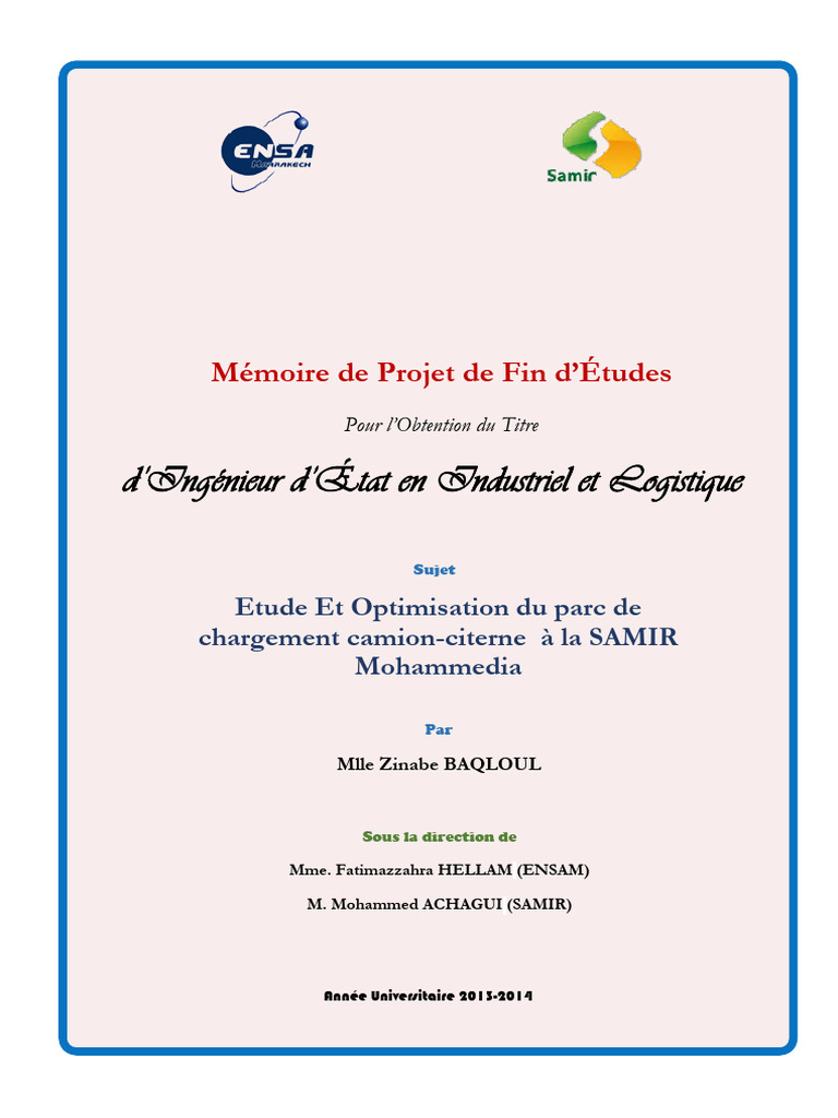 BAQLOUL - ZINABE-Etude Et Optimisation Du Parc de Chargement Camion ...