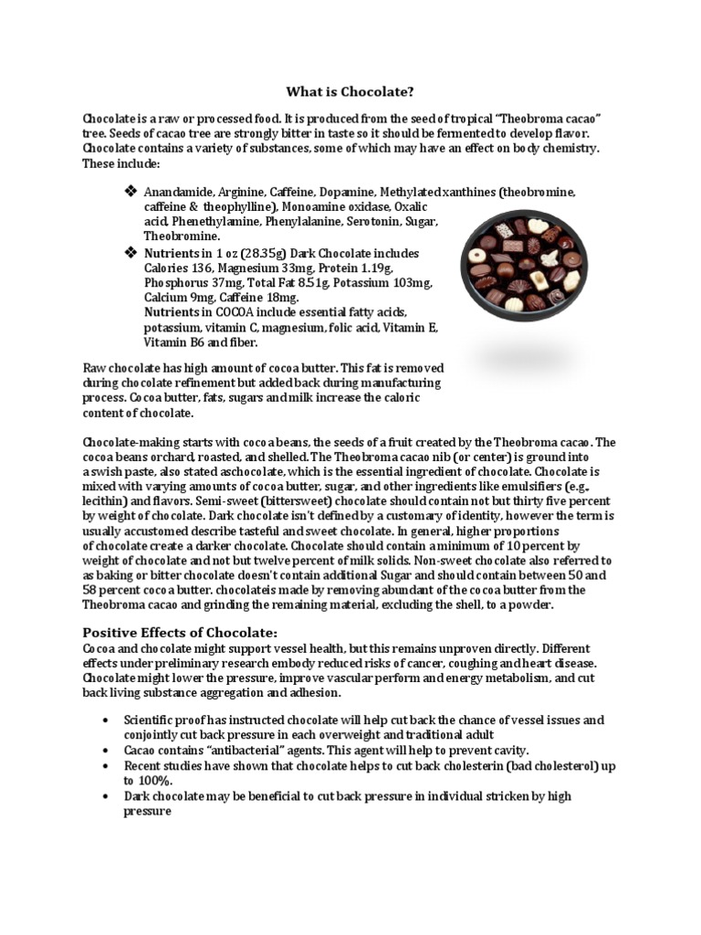 Good and Bad Effects of CHOCOLATE | PDF | Chocolate | Caffeine