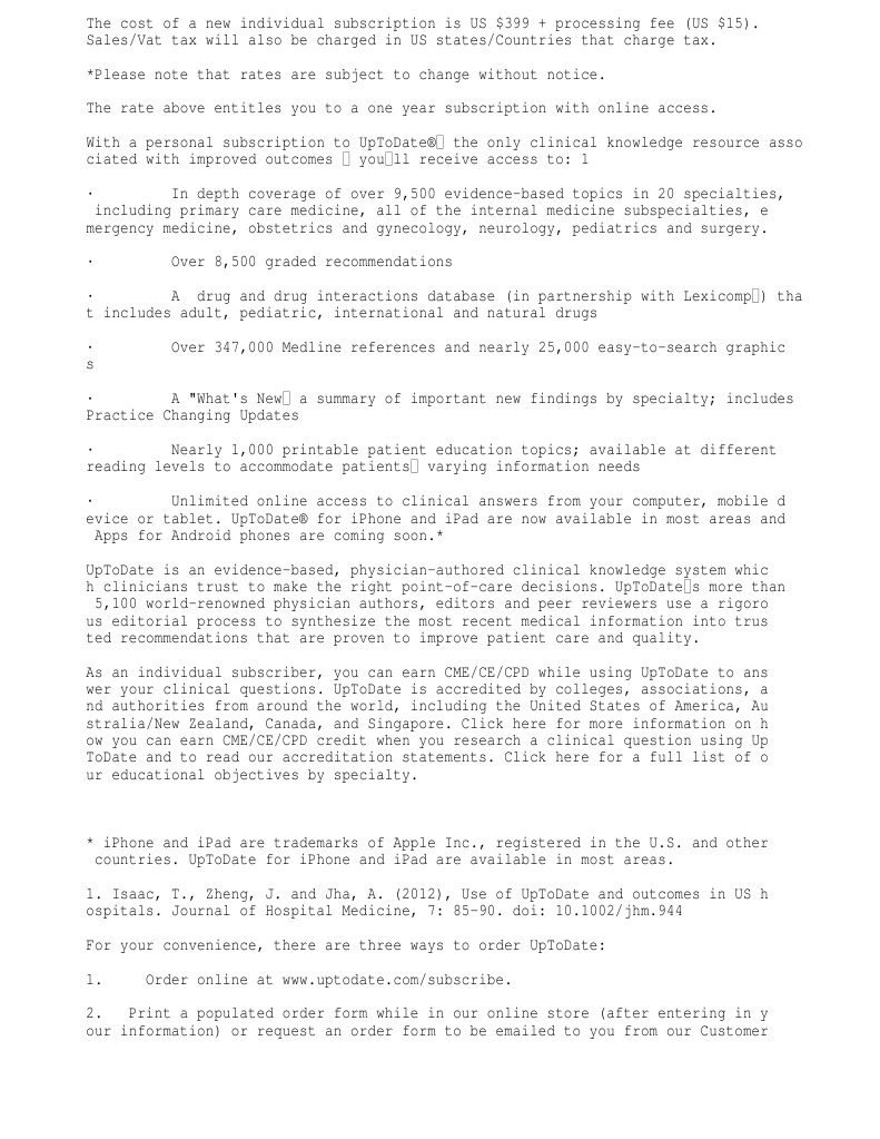 Uptodate Subscription Details | PDF | I Phone | Medicine