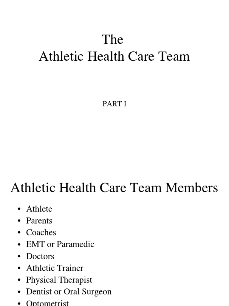 The Athletic Health Care Team | PDF | Physical Therapy | Emergency ...