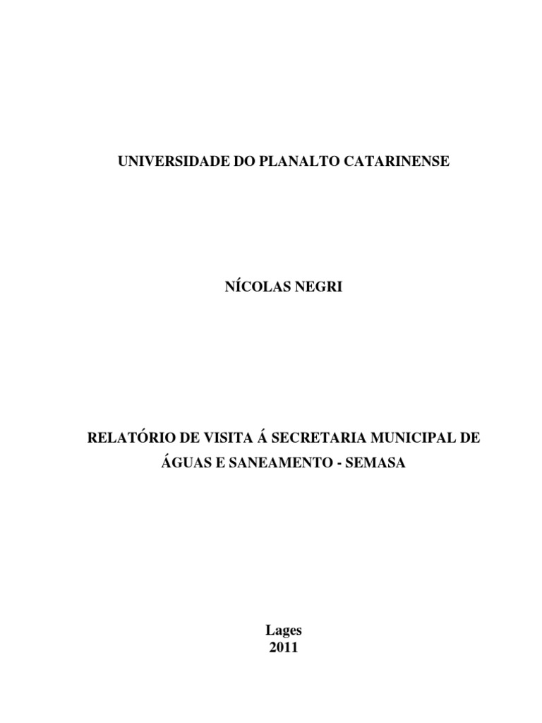 Relatório SEMASA - Nos Padroes | PDF | Águas residuais | Tratamento de ...