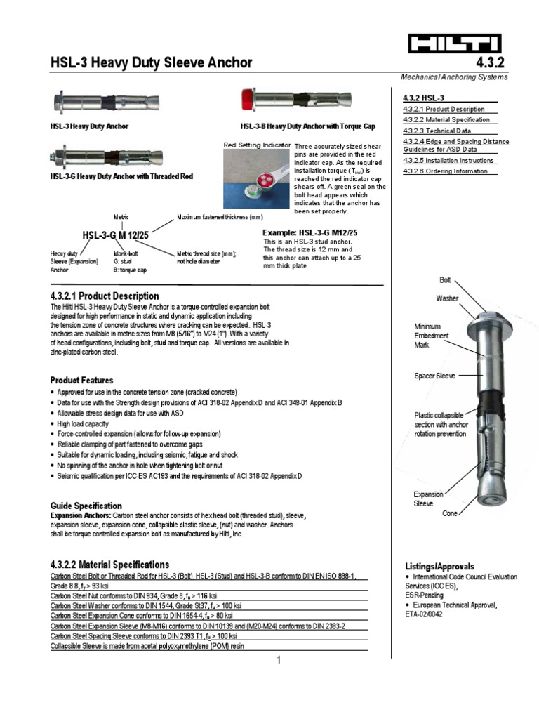 Hilti HSL-3 2005 | Screw | Nut (Hardware)