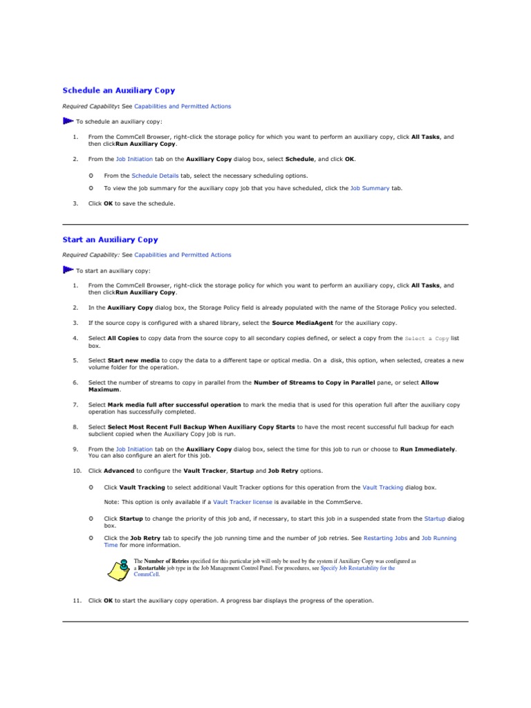 Schedule and Manage Auxiliary Copies | PDF | Backup | Dialog Box