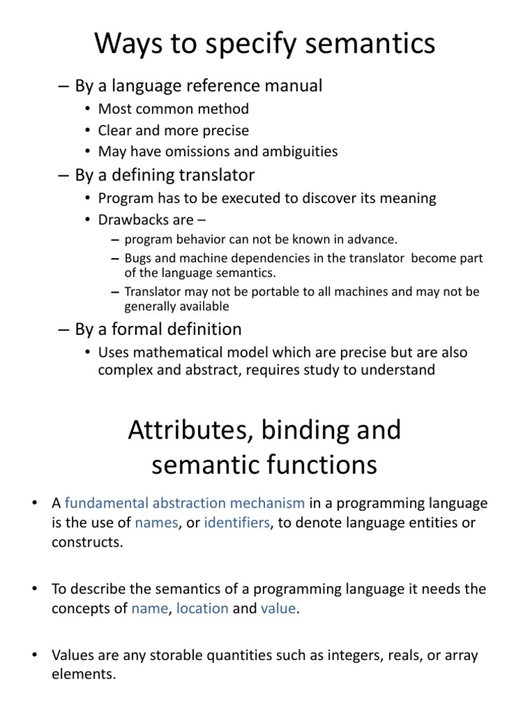 Ways To Specify Semantics: - by A Language Reference Manual | PDF | Scope (Computer Science ...