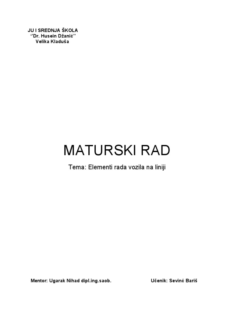 Elementi Rada Vozila Na Liniji | PDF