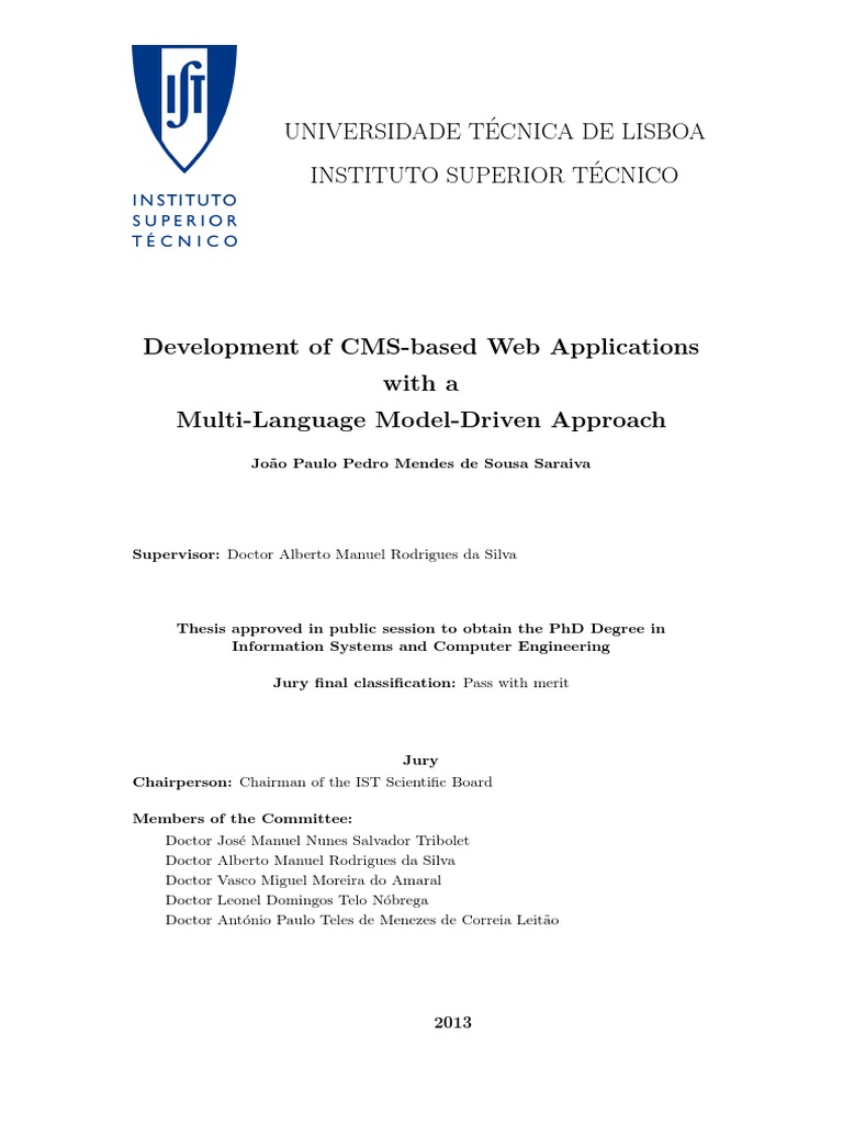 Phd Dissertation Development Of Cms Based Web Applications With A Multi Language Model Driven