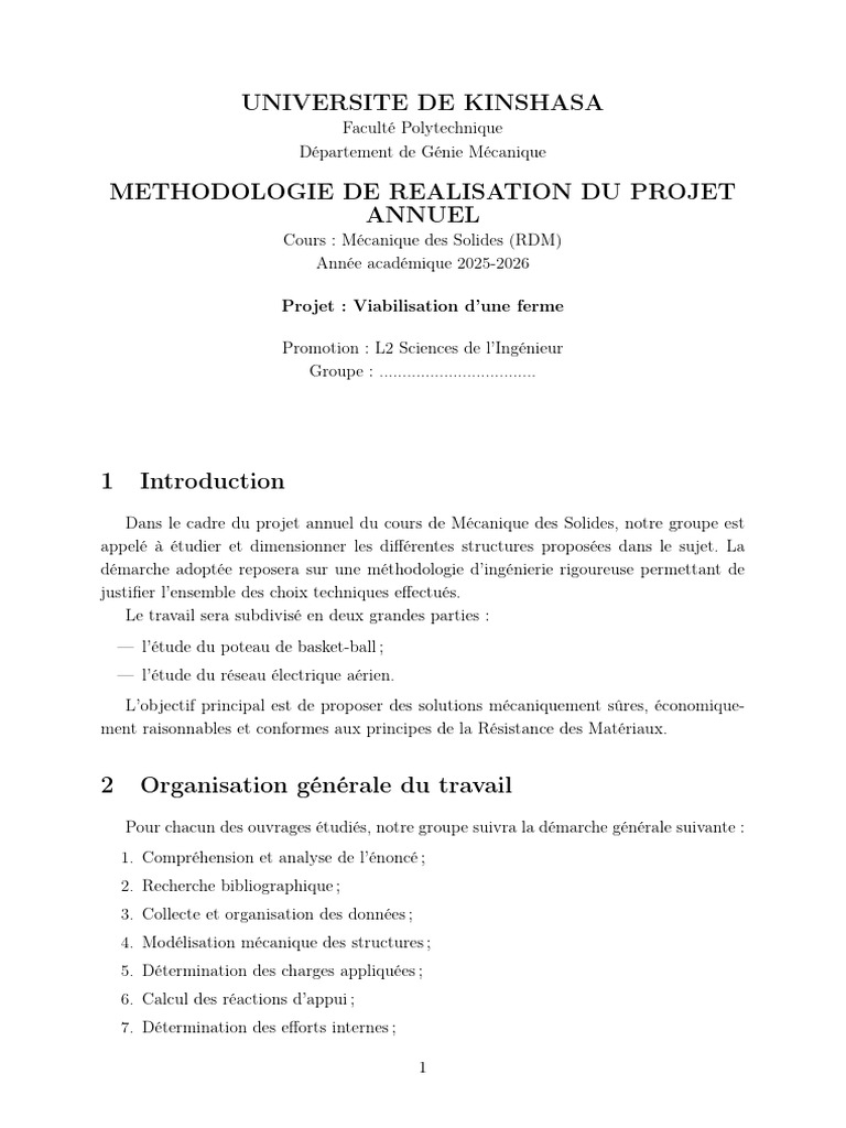 PROCEDURE PROJET RDM 2026 | PDF | Résistance des matériaux | Béton armé