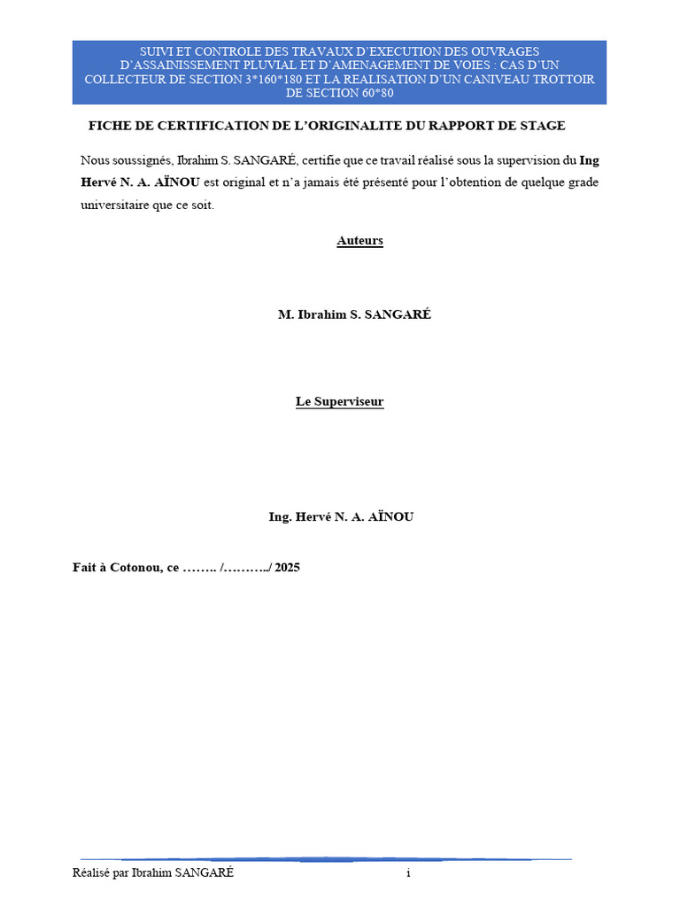 Licence Rapport de IB & LV | PDF | Ciment | Assainissement