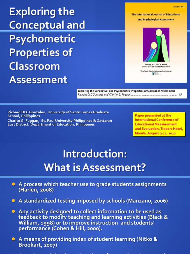 Gonzales and Fuggan Classroom Assessment | PDF | Factor Analysis ...