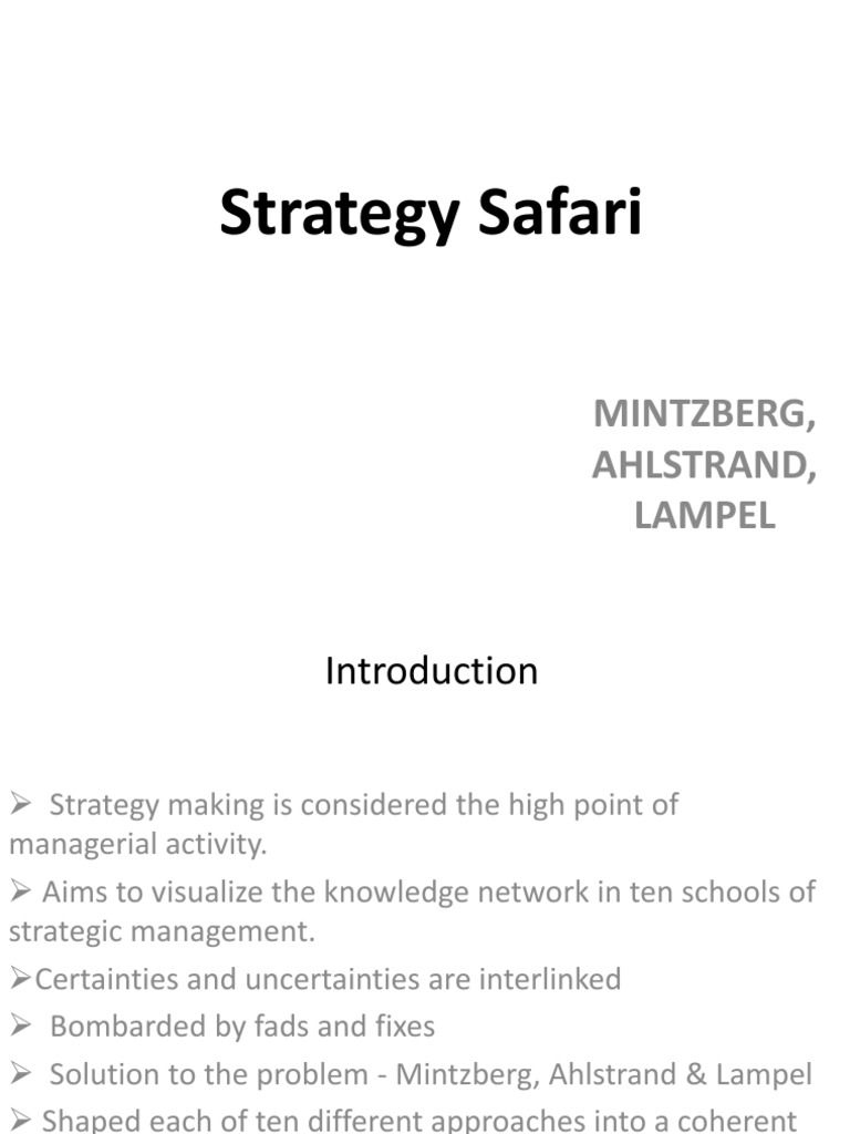 Strategic Safari - Mintzberg | PDF | Strategic Management | Design