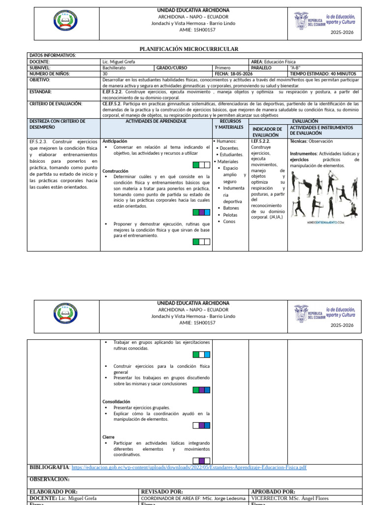 Modelo Plan Clase 2026 | PDF | Evaluación
