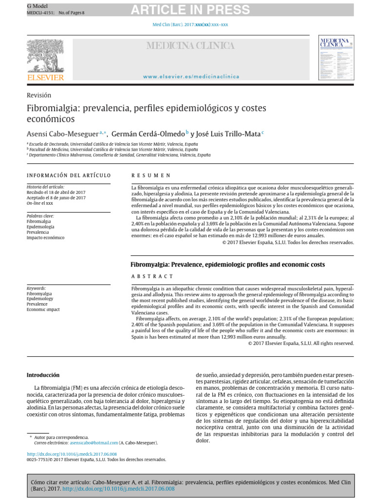 Fibromialgia- prevalencia, perfiles epidemiológicos y costes económicos ...