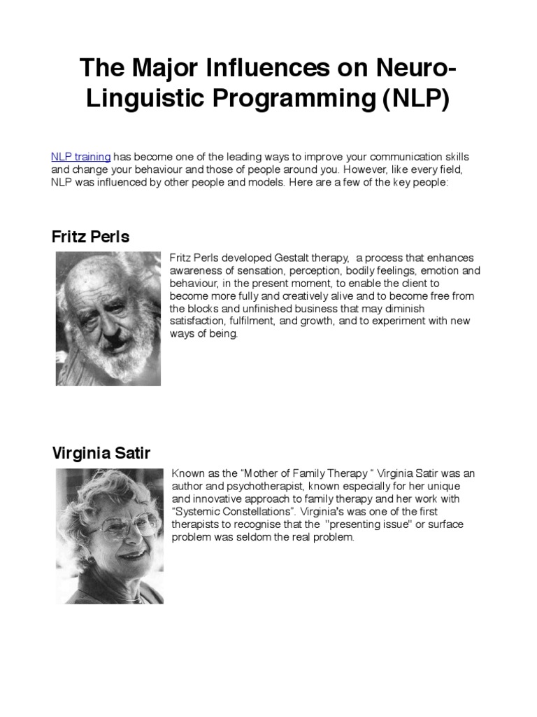 The Major Influences On Neuro-Linguistic Programming (NLP) | PDF ...