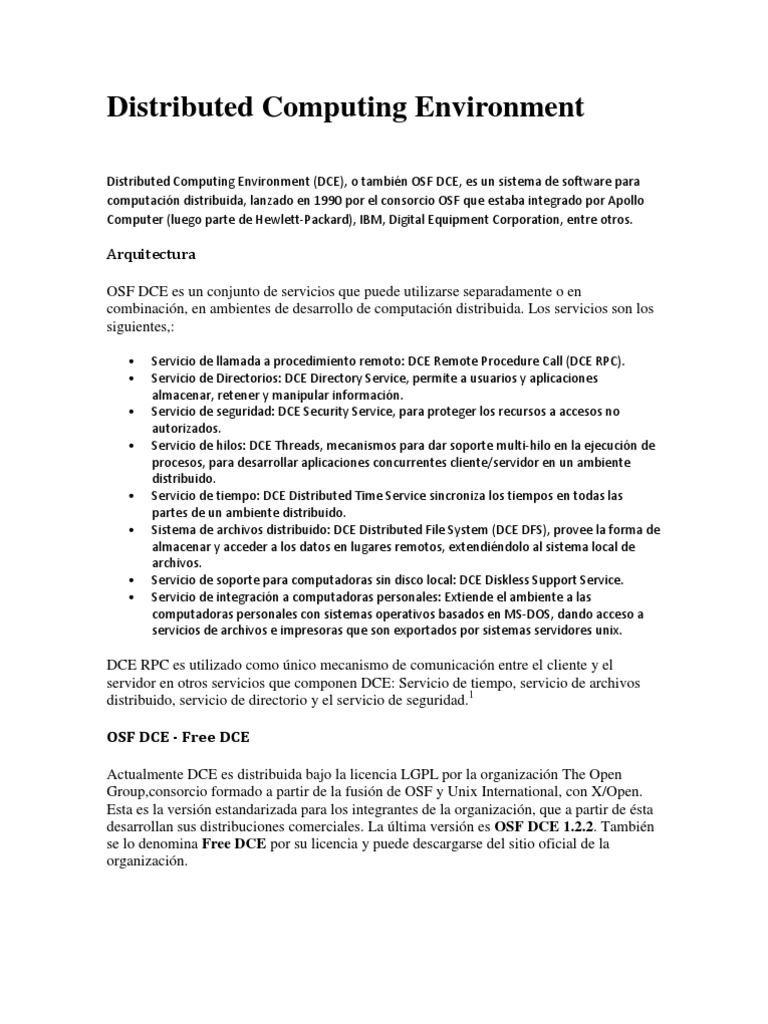 Distributed Computing Environment | PDF | Software del sistema ...