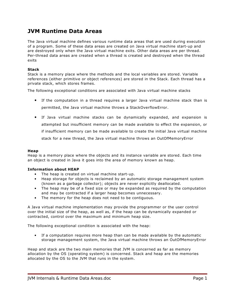 Jvm Internals And Runtime Data Areas Pdf Java Virtual Machine Java Programming Language 3612