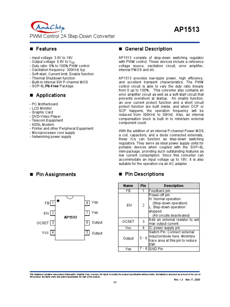 Datasheet AP1513 | PDF | Power Supply | Manufactured Goods