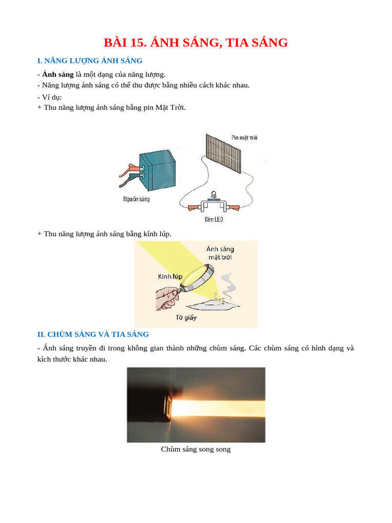 Bài 15. Ánh Sáng, Tia Sáng - Hs | PDF