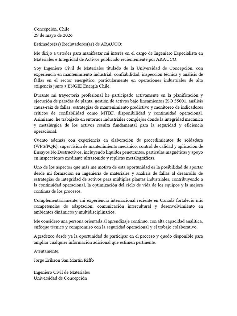 Carta de Motivación | PDF