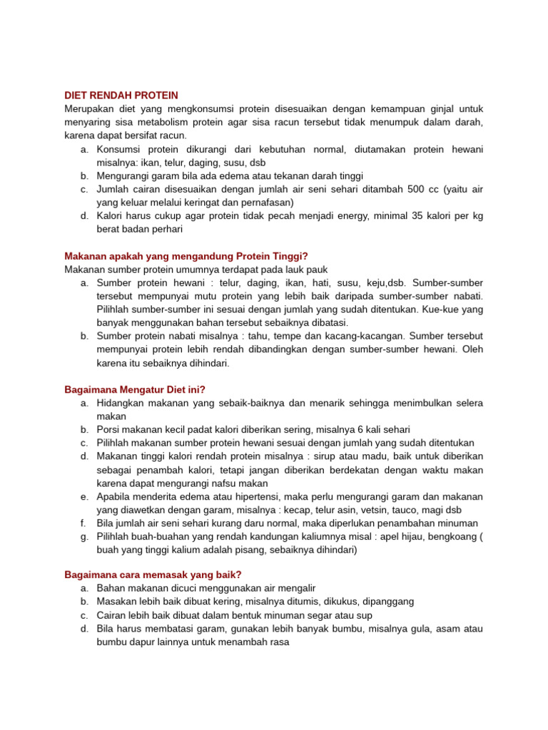 Rendah Protein Dan Kalium | PDF