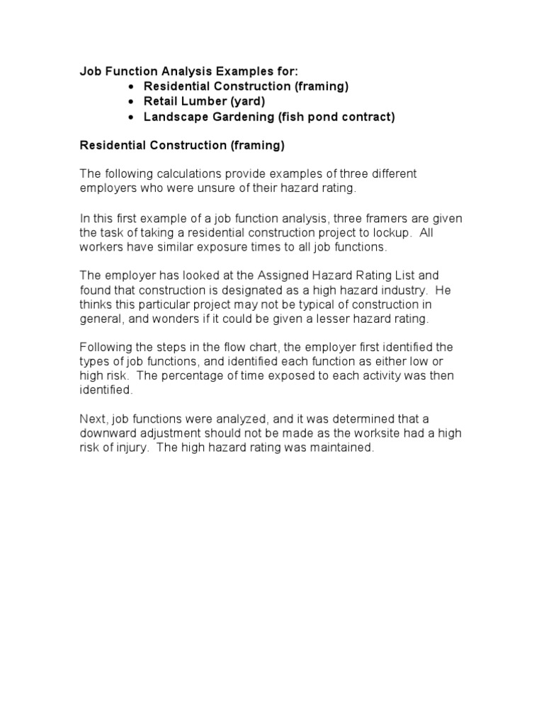 Job Function Example 2 | Risk | Lumber