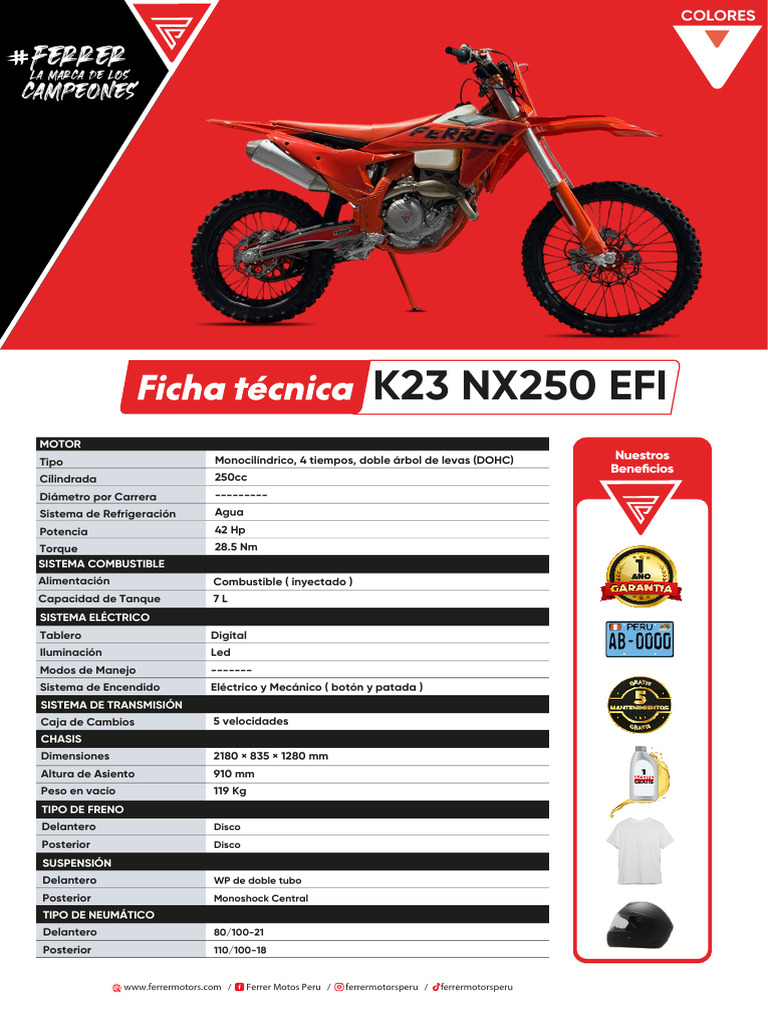 Fichas Tecnicas Cross Ferrer (1) | PDF | Motocicleta | Inyección de ...