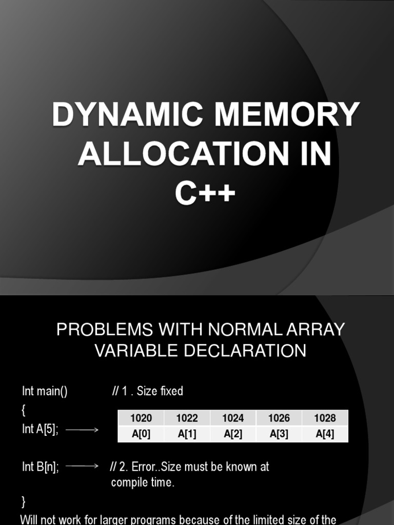 Dynamic Memory in C/C++ | PDF | Array Data Structure | Pointer ...