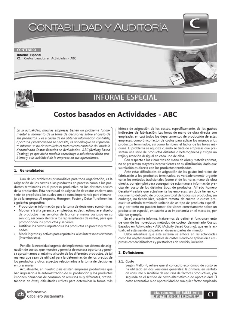 Costos ABC | PDF | Costo | Beneficio (economía)