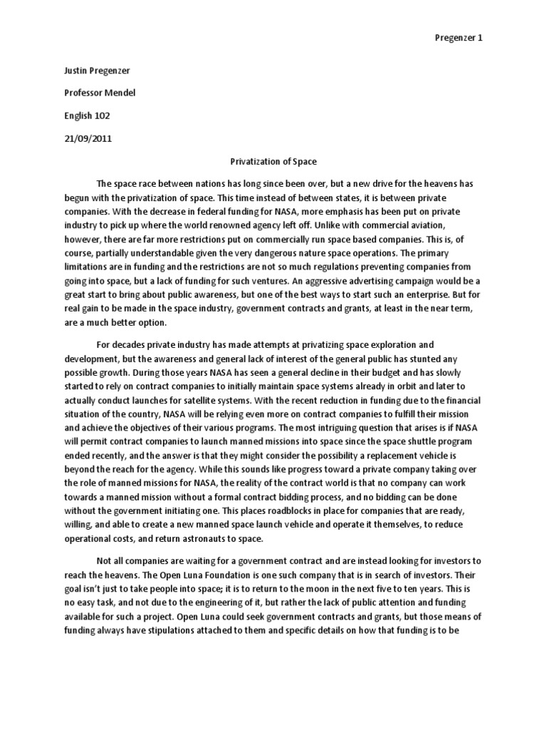 Proposal Essay | Nasa | Human Spaceflight