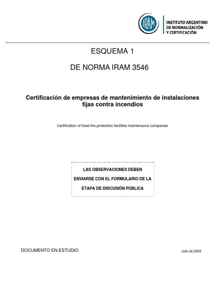 Norma IRAM 3546 Esquema 1 | PDF