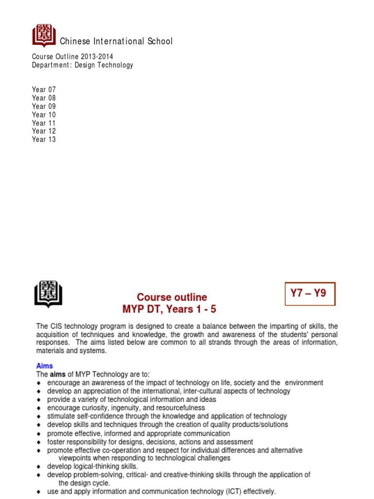 Course Outlines: Design Technology 2013-14 | Educational Technology ...