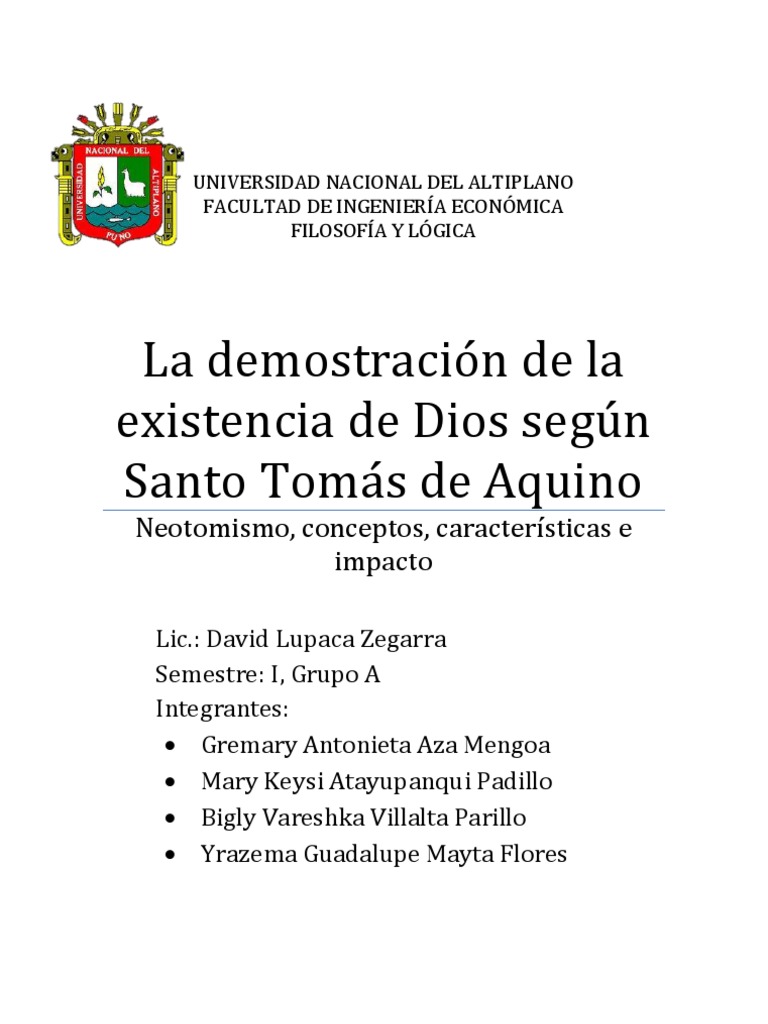 La demostración de la existencia de Dios según Santo Tomas de Aquino | Existencia | Tomás de Aquino