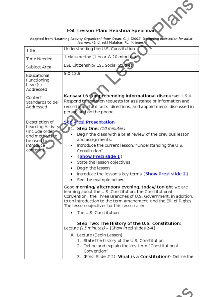 ESL Lesson Plan | PDF | Learning Disability | Lesson Plan