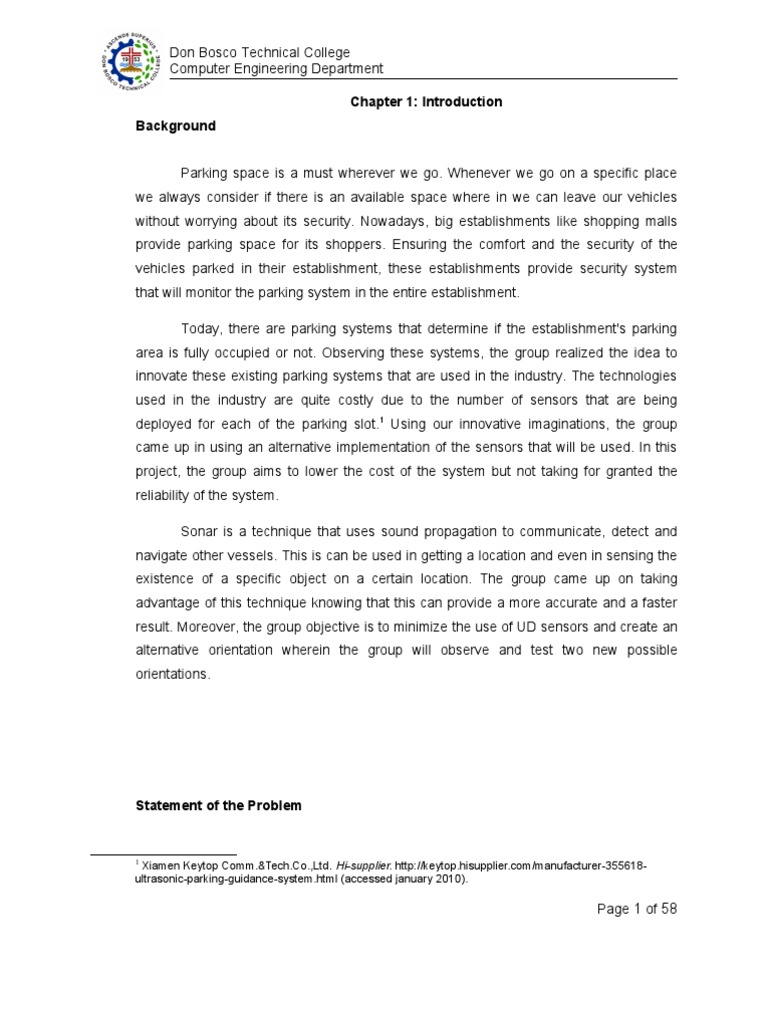 Final Thesis Document (SAMPLE) EFI | PDF | Parking | Microcontroller