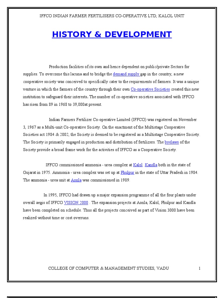 Iffco Project | PDF | Cooperative | Fertilizer