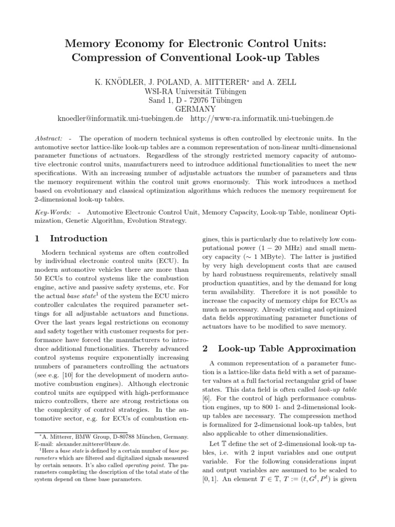 Ecu Look Up Table Pdf Mathematical Optimization Artificial Neural Network