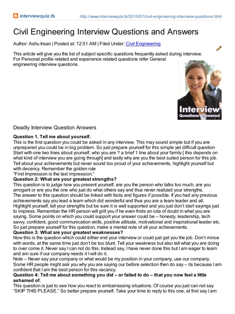 Civil Engineering Interview Questions and Answers: A Comprehensive ...