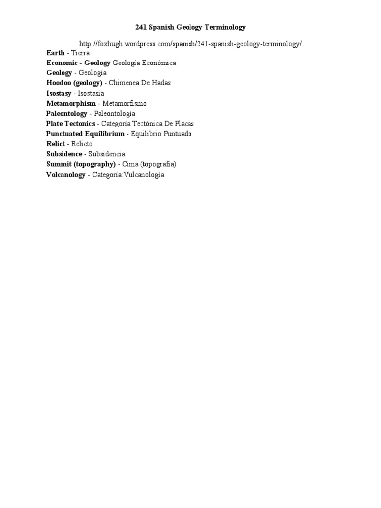 241 Spanish Geology Terminology | PDF