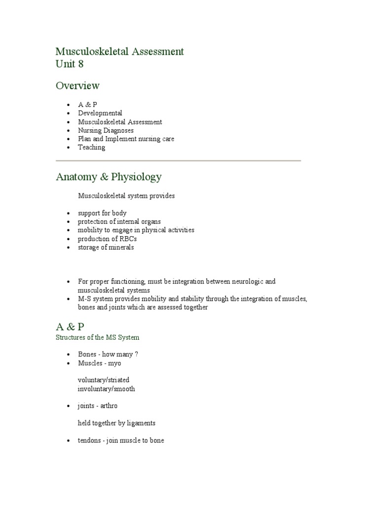 Musculoskeletal Assessment | Download Free PDF | Arthritis | Human ...