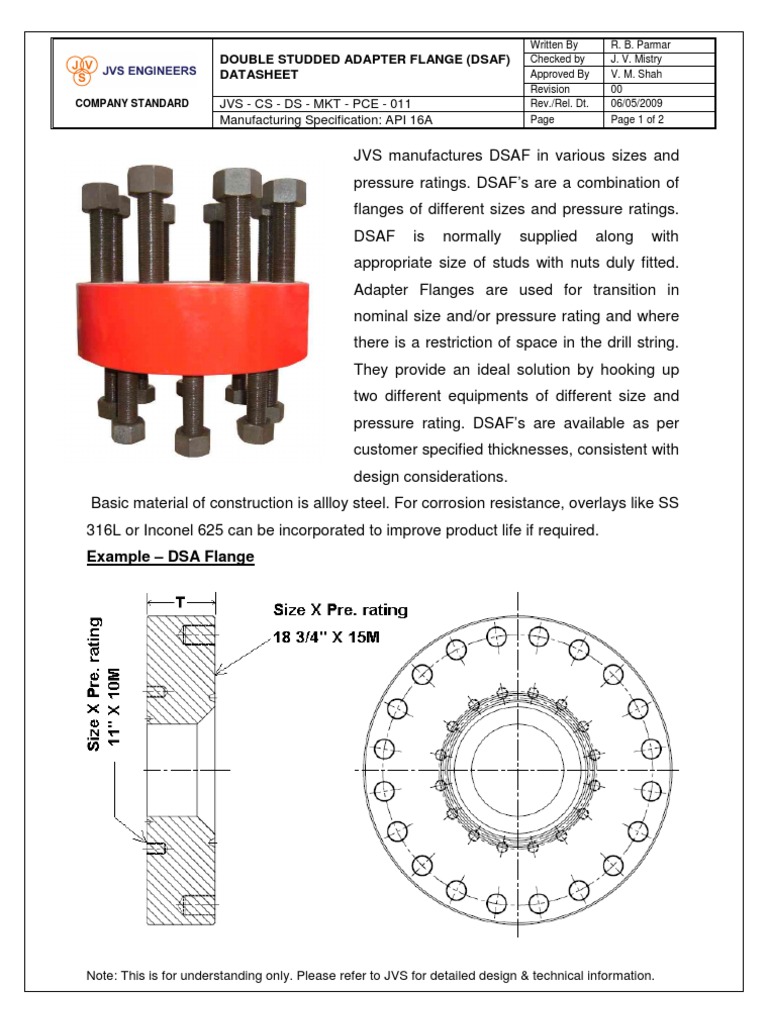 DSAF Datasheet: Specifications for Double Studded Adapter Flanges of ...