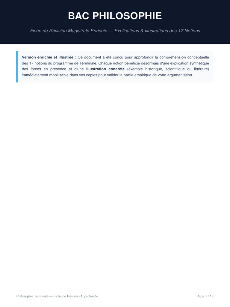 Fiche Revision Philo Terminale Enrichie | PDF | Science | Vérité