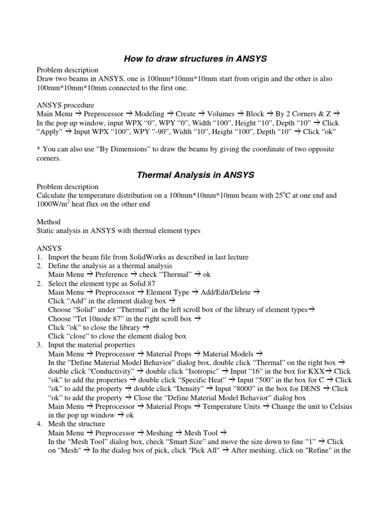 Thermal Analysis Practice Problem Using ANSYS | PDF | Normal Mode ...