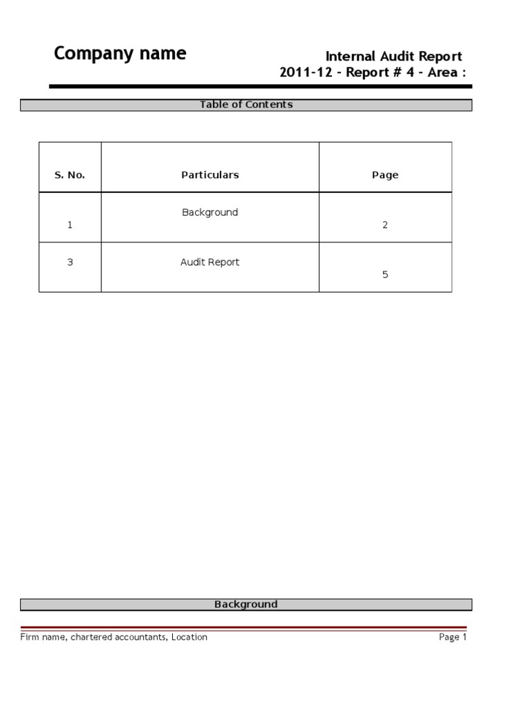 Internal Audit Report Format | PDF | Internal Audit | Auditor's Report
