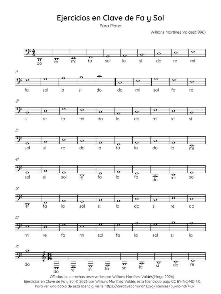 Ejercicios en Clave de Fa y Sol | PDF