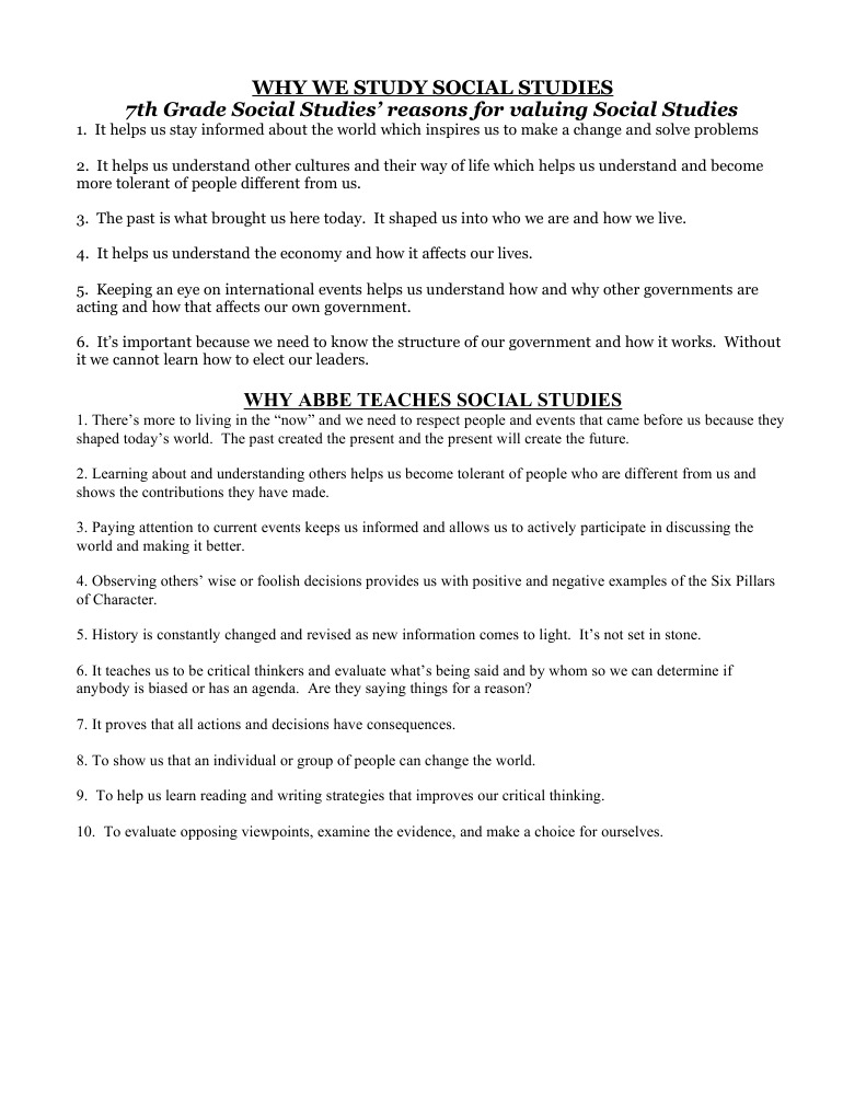 Why We Study Social Studies | PDF