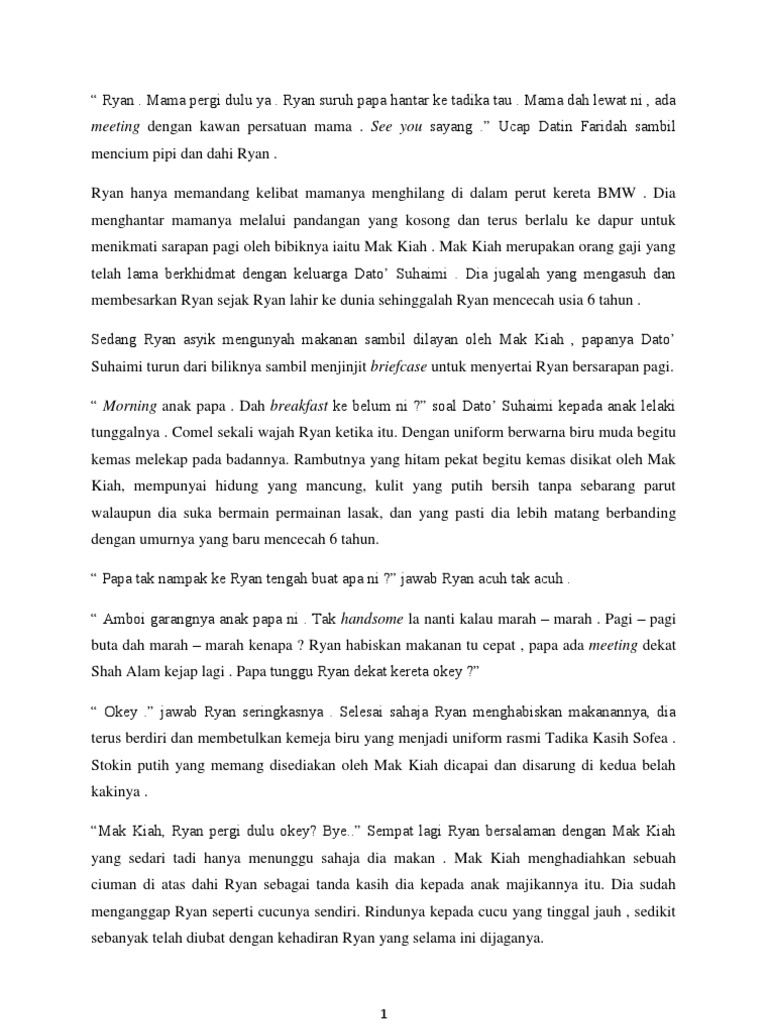 Cerpen Tingkah Laku Kanak-Kanak (Ryan Iskandar) | PDF