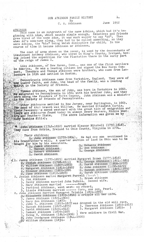 Our Atkinson Family History | PDF